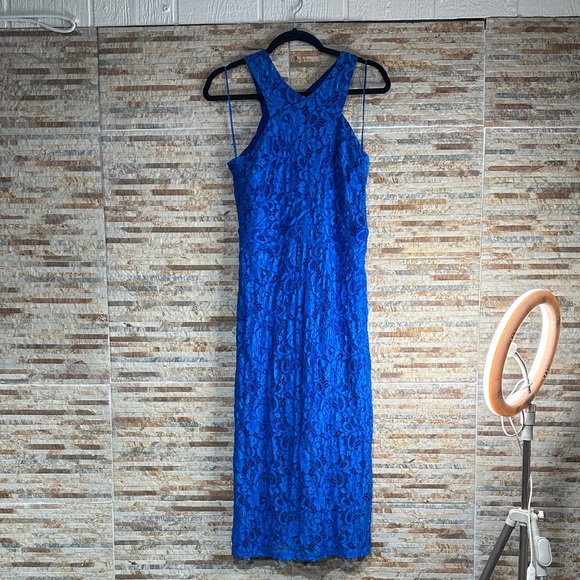 Sam Edelman | Dresses | Sam Edelman Royal Blue Lace Midi Dress | Poshmark